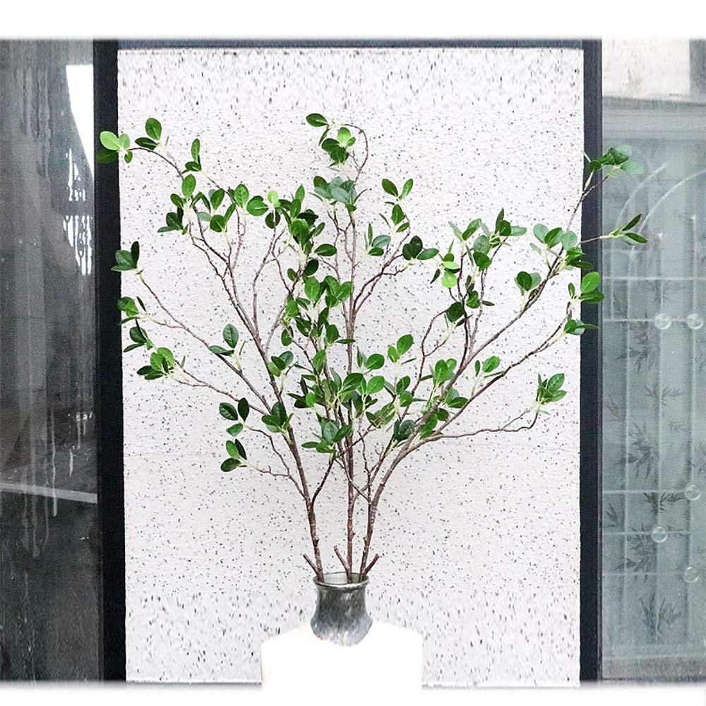 Ollain 43" Artificial Greenery Stems Plants Faux Leaf Green Eucalytus Branches Ficus Twig Fern Fake Green Bushes Shrubs for Home Party Wedding Decoration (4 Pack)