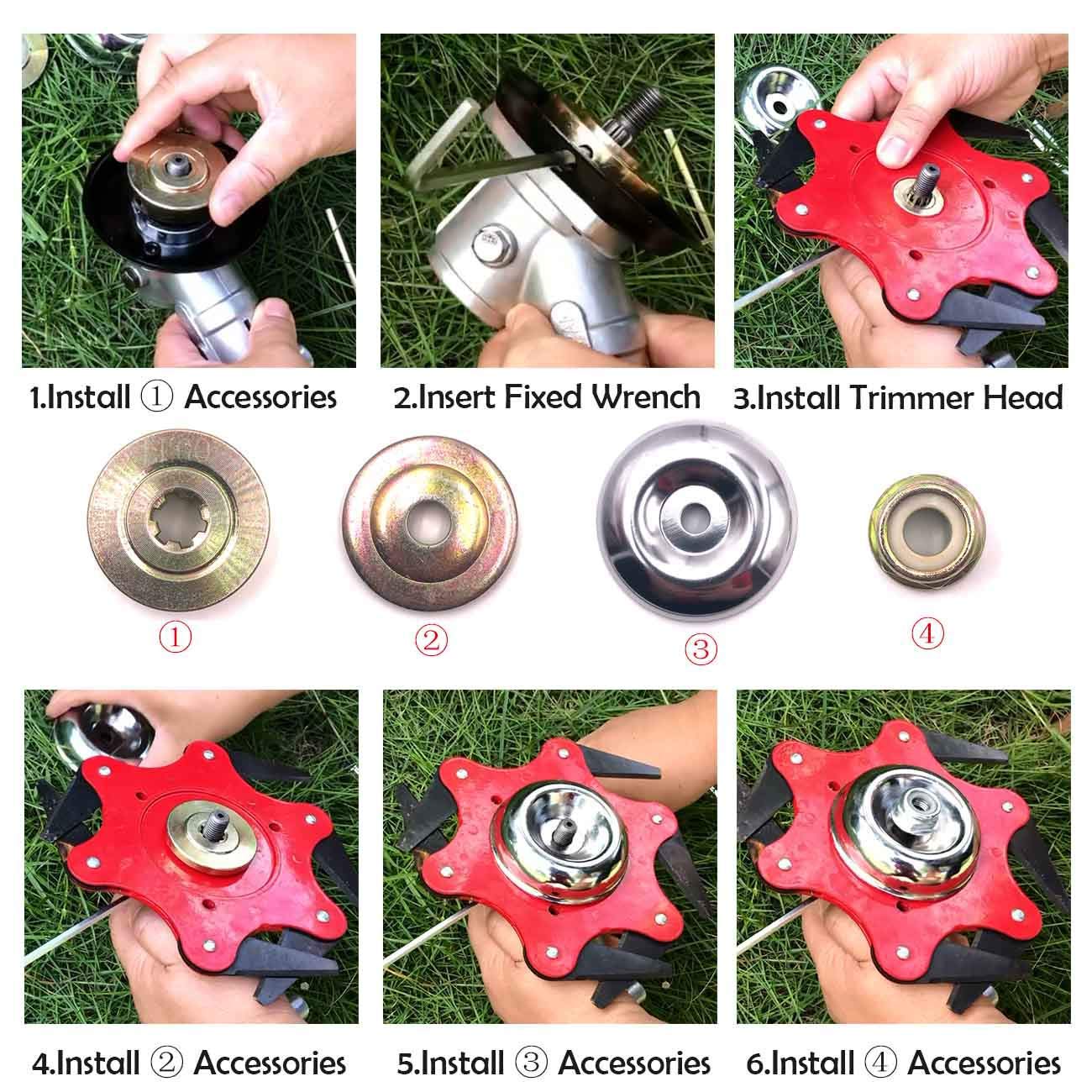 OXT Blade Adapter Kit, Blade Adapter Attachment Maintenance Kit, 6 Steel Razors Trimmer Head, Thrust Plate Guard Washer, Thrust Washer, Rider Plate, Lock nut