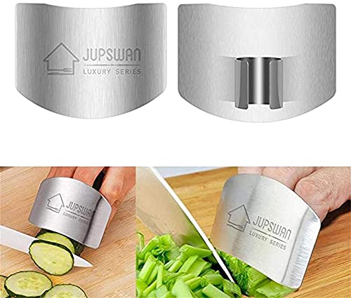 Jupswan Stainless Steel Knife Cutting Protector Kitchen Tool Chef Knife Finger Guard for Food Chopping Cutting Avoid Hurting (4-Pack)