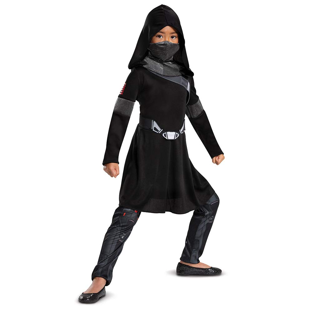 Girl's Snake Eyes Costume for Kids, Deluxe Official GI Joe Costume with Mask, Child Size Large (10-12) Black