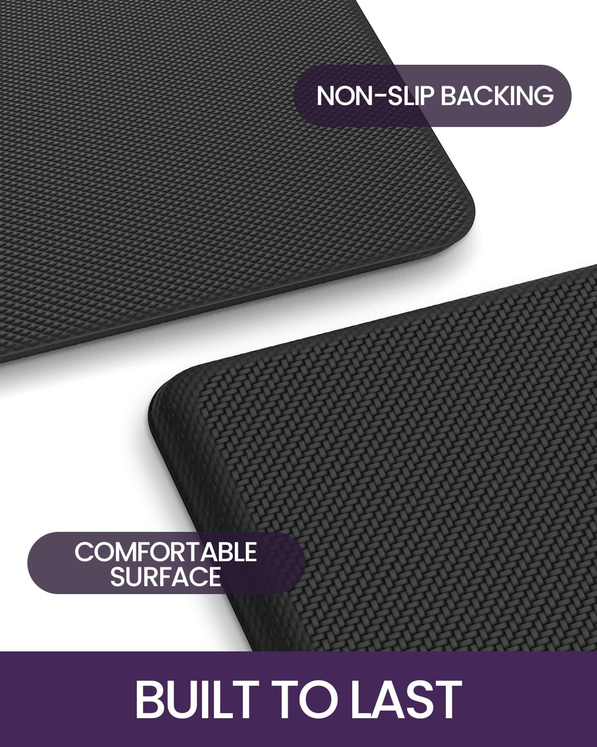 DEXI Kitchen Mat Cushioned Anti Fatigue, Non Slip Waterproof Comfort Standing Floor Rug for Kitchen, Office, Sink, Laundry, 39x20, Black