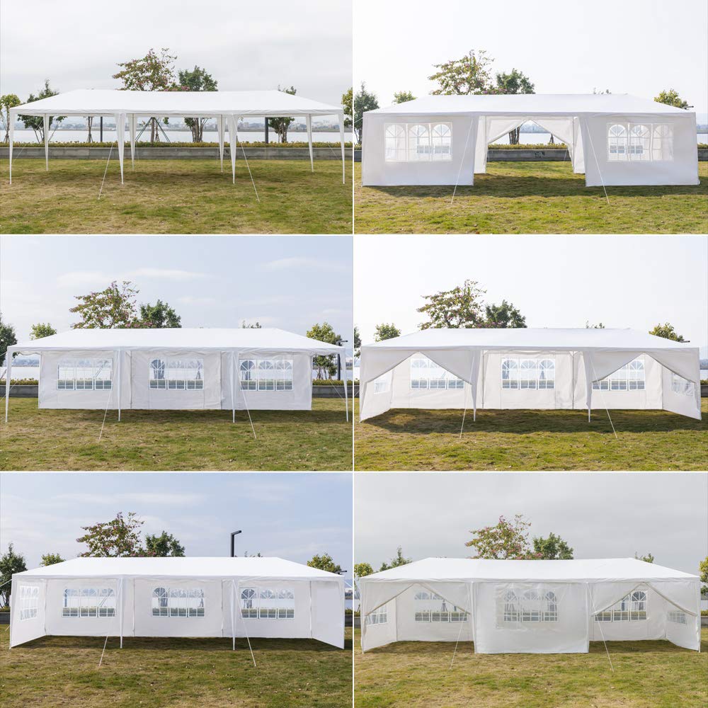 Odthelda Canopy Tent 10' x 30' with 8 Waterproof Sidewalls and Windows for Party Wedding Outdoor Patio Parties Tent BBQ Shelter Canopy Gazebo Heavy Duty