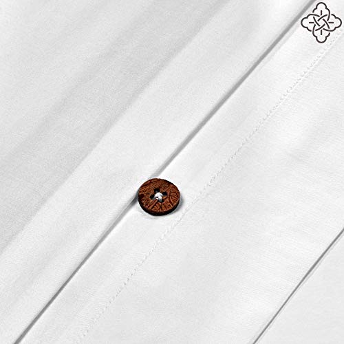 Bioweaves 100% Organic Cotton Banded Pillow Shams Soft Sateen Weave GOTS Certified – Standard/Queen Size, Set of 2, White & Navy
