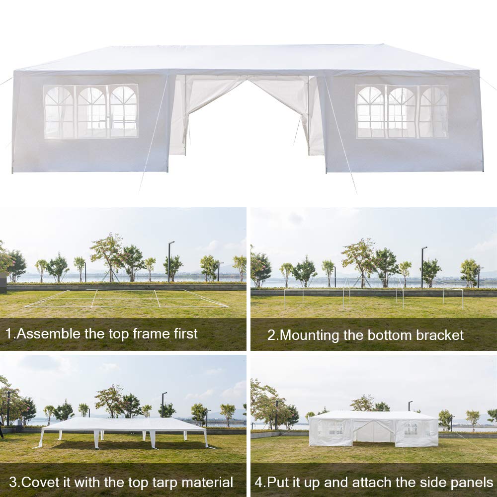 Odthelda Canopy Tent 10' x 30' with 8 Waterproof Sidewalls and Windows for Party Wedding Outdoor Patio Parties Tent BBQ Shelter Canopy Gazebo Heavy Duty