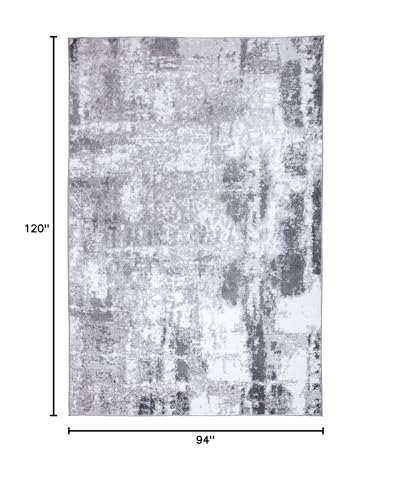 Rugshop Contemporary Abstract Distressed Area Rug 7'10" x 10' Gray