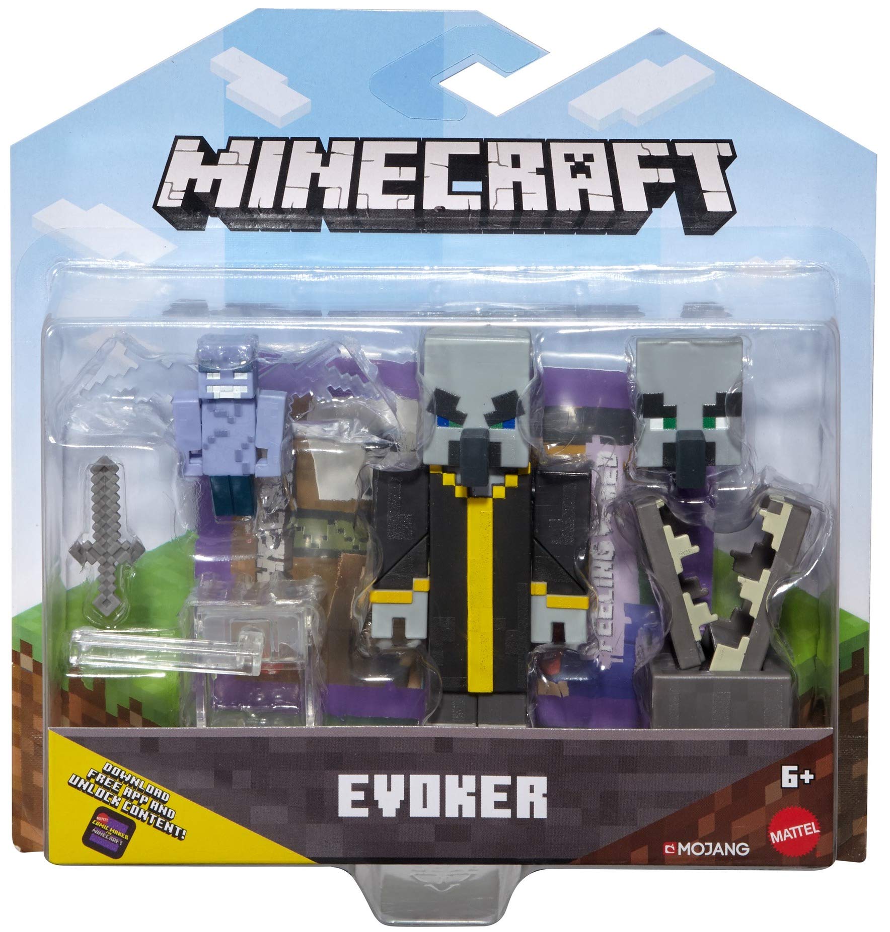 Mattel Minecraft Comic Maker Multipack Attack Set with Evoker and Vexes, Based on Minecraft Video Game, Toys for Girls and Boys Age 6 and Up