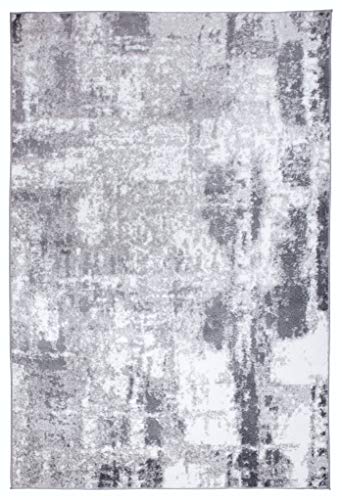 Rugshop Contemporary Abstract Distressed Area Rug 7'10" x 10' Gray