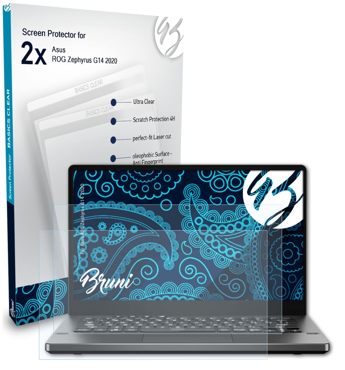 Bruni Screen Protector compatible with Asus ROG Zephyrus G14 2020 Protector Film, crystal clear Protective Film (2X)