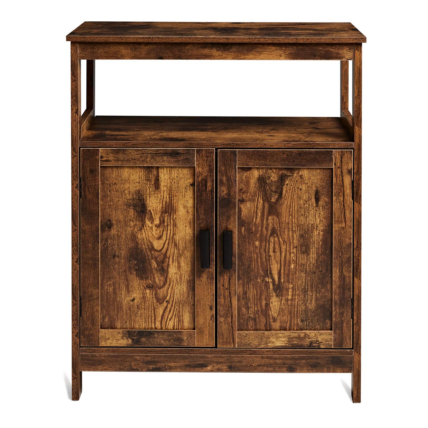 Tianlang Retro Industrial Storage Cabinet, Cupboard with 1 Adjustable Shelf and 2 Doors, Multifunctional Cabinet for Living Room, Kitchen, Enterway, Stable Wood Frame, Retro Brown LJBC002F