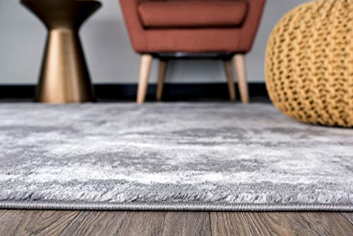 Rugshop Contemporary Abstract Distressed Area Rug 7'10" x 10' Gray