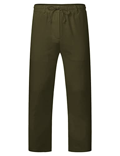 COOFANDY Men's Casual Pants Elastic Waist Lightweight Stretchy Waistband Pants Army Green