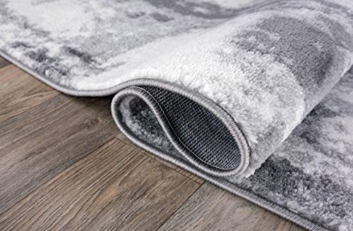 Rugshop Contemporary Abstract Distressed Area Rug 7'10" x 10' Gray
