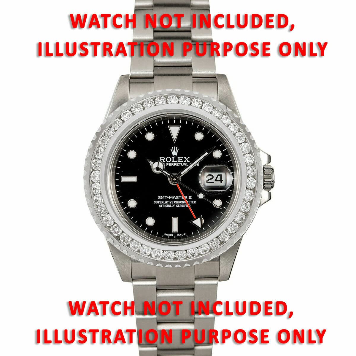 Ewatchparts 3ct Channel Diamond Bezel With Ridges Compatible With Rolex Submariner, GMT Master 2 Steel