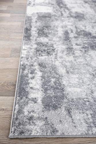 Rugshop Contemporary Abstract Distressed Area Rug 7'10" x 10' Gray