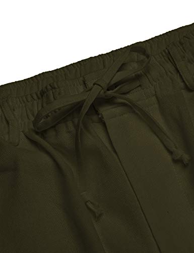 COOFANDY Men's Casual Pants Elastic Waist Lightweight Stretchy Waistband Pants Army Green