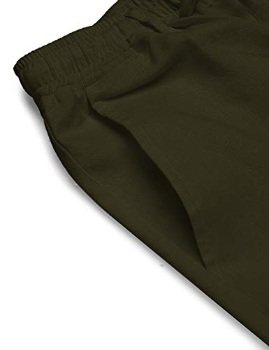 COOFANDY Men's Casual Pants Elastic Waist Lightweight Stretchy Waistband Pants Army Green