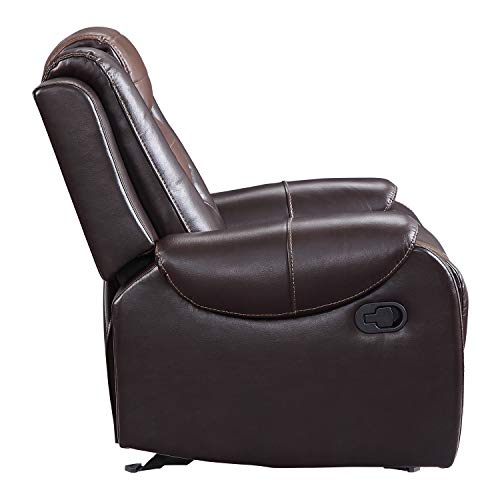 Lexicon Home Theater Seating, Manual Gliding Reclining Loveseat with Center Console, Cup Holders, 2-Seat Dual Loveseat Recliner for Living Room, Two-Tone Brown
