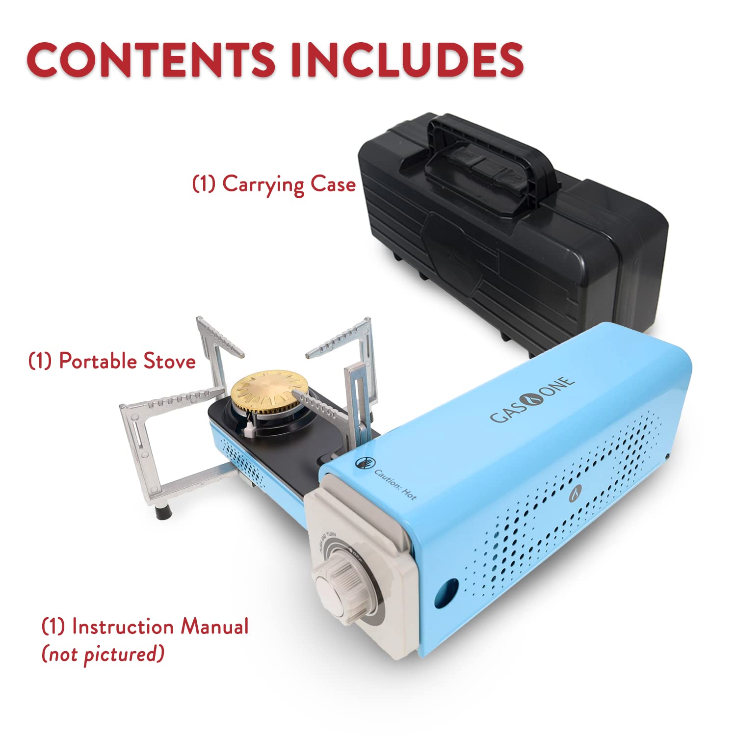 GasOne GS-8300 - Camp Stove Compact Butane Stove with Carrying Case - Foldable Portable Stove