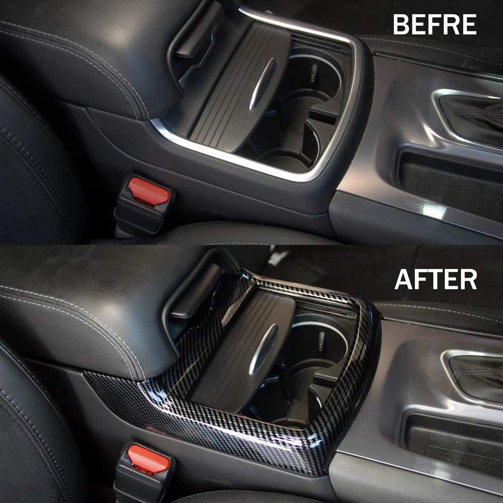 Red Carbon Fiber Cup Holder Cover Trim Decor Sticker for Dodge Charger 2015-2021/ Chrysler 300 2015-2021