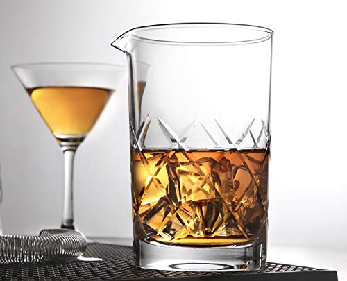 HIWARE Professional 24 Oz Cocktail Mixing Glass, Thick Bottom Seamless Crystal Mixing Glass