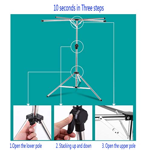 LXLTL Clothes Drying Racks Stainless Steel Clothes Airer Landing Folding Indoor and Outdoor Retractable Household Balcony Quilt Clothes Pole Can Bear 80kg,Without Storage Bag