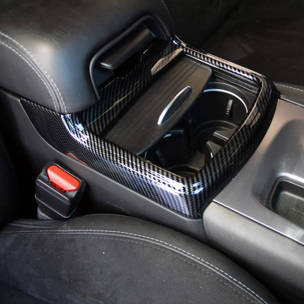 Red Carbon Fiber Cup Holder Cover Trim Decor Sticker for Dodge Charger 2015-2021/ Chrysler 300 2015-2021
