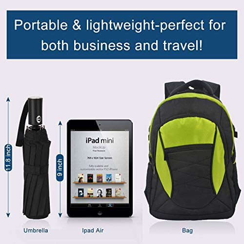 Poecent Folding Travel Umbrella Windproof Compact Umbrella Inside Out Umbrella Reversible Reverse Umbrella Automatic Open and Close Windproof Umbrella for Woman & Man UV Sun & Rain Blue