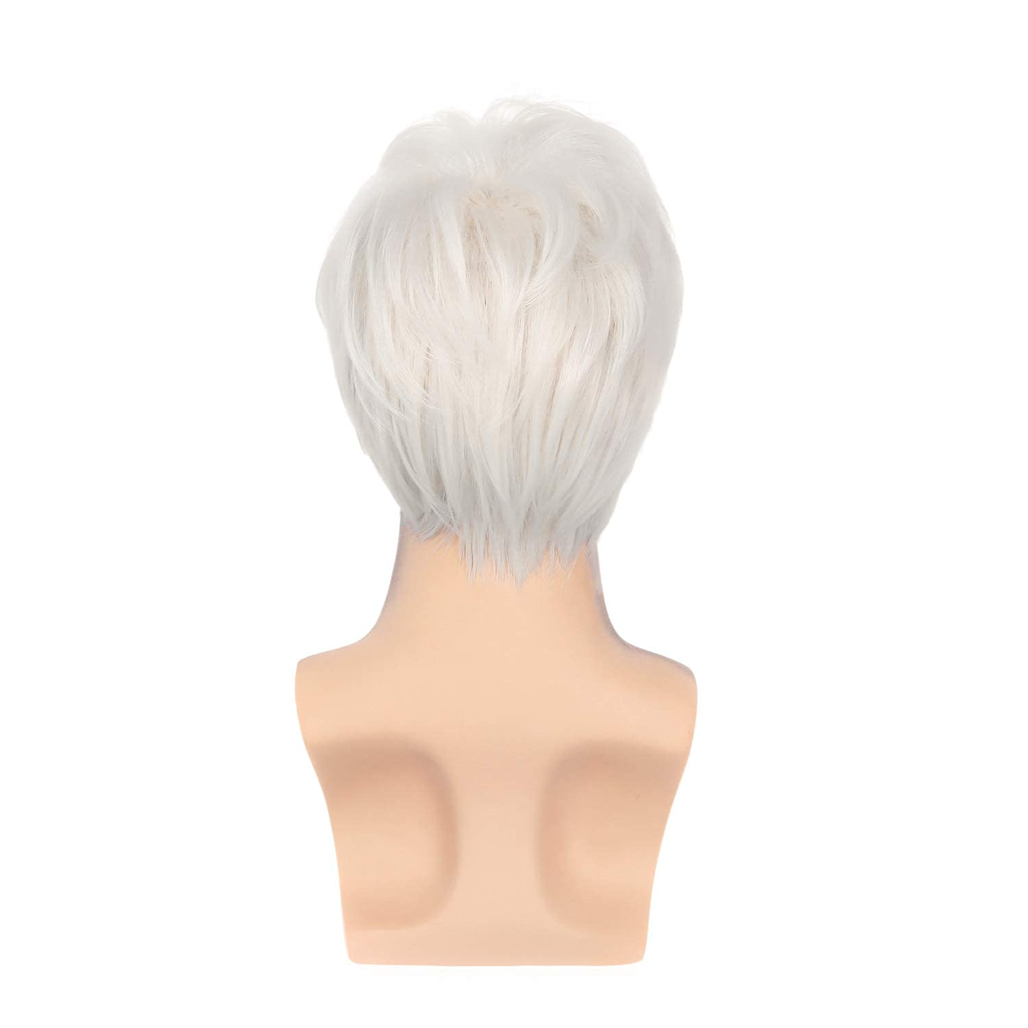 Mens White Wigs Short Layered Natural Cosplay Costume Halloween Synthetic Heat Resistant Replacement Wigs