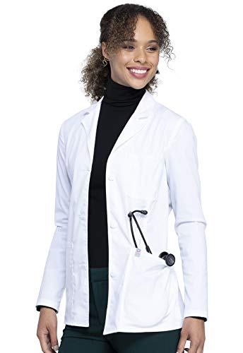 Cherokee Women Scrubs Lab Coat Workwear Revolution Tech 28" Consultation WW450AB, M, White