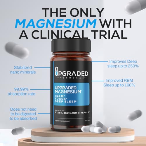 Upgraded Formulas Nano Magnesium Supplement, 3rd Party Clinical Trial, Improves Deep Sleep up to 250%, REM Sleep Up to 160% in only 14 nights - Enhances Calm, 30 Capsules