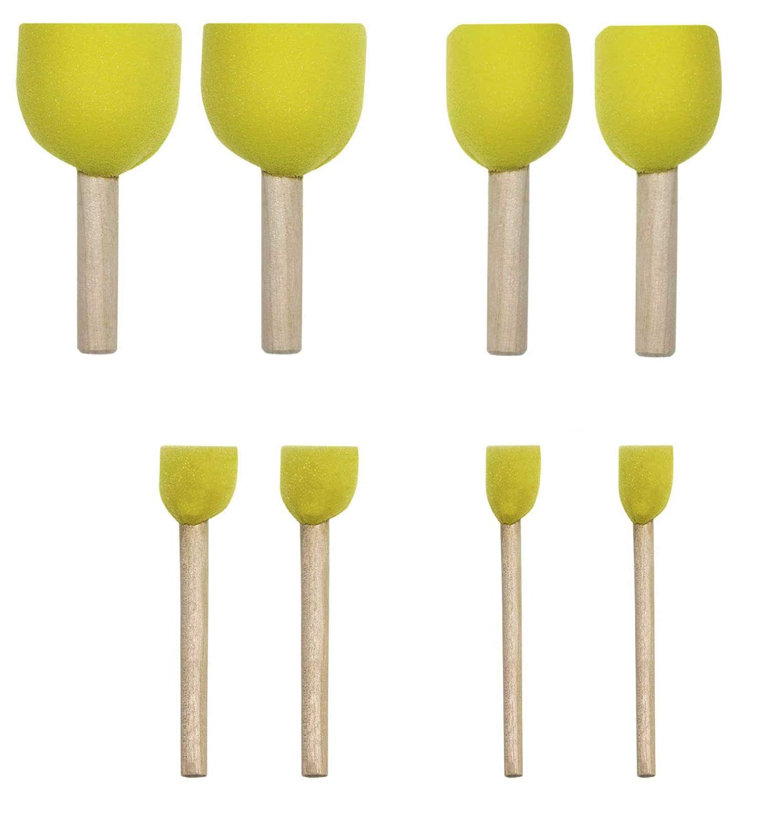 Ruwado 8 PCS Yellow Foam with Wooden Handle Painting Sponge Round Head Assorted Size Kit for Students Painting Tools Set DIY Craft Art Project