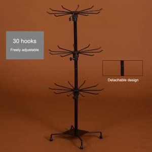 NMFIN 3Tier Rotating Jewelry Display Rack,Metal Earring Display Stands Jewelry Organizer Rack Tower Bracelet Holder for Necklace Ring Keychain,Black