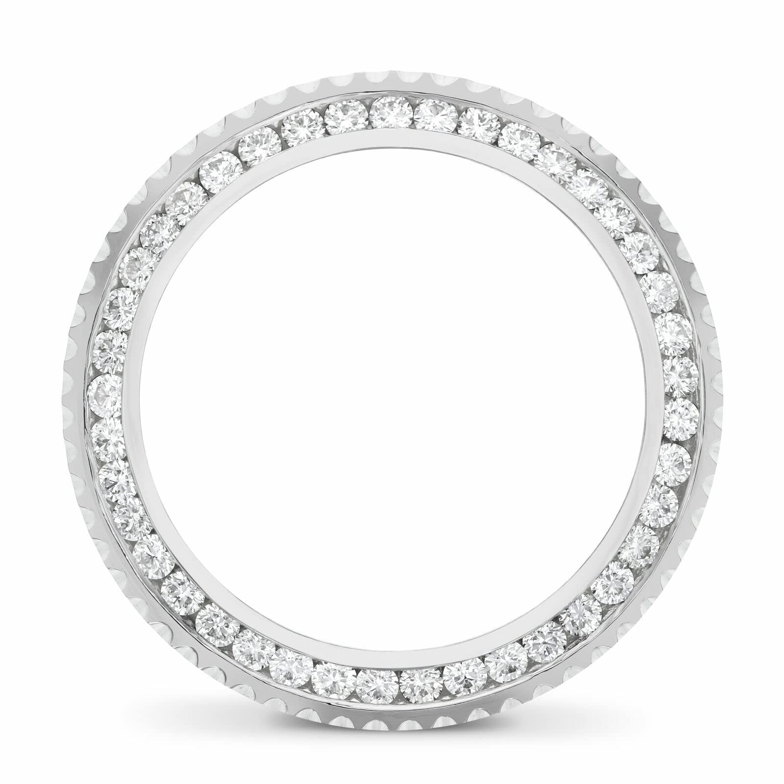 Ewatchparts 3ct Channel Diamond Bezel With Ridges Compatible With Rolex Submariner, GMT Master 2 Steel