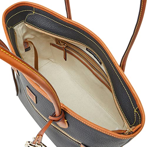 Dooney & Bourke Large Tote Bags for Women, Pebble Grain Leather Tote Bag with Zipper and Long Shoulder Straps - Black