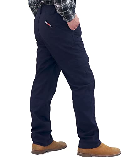 BOCOMAL Men's FR Cargo Pants Fire Resistant Pants Midweight 7.5oz Navy (7 Pockets) Multi-Pockets FR Pants