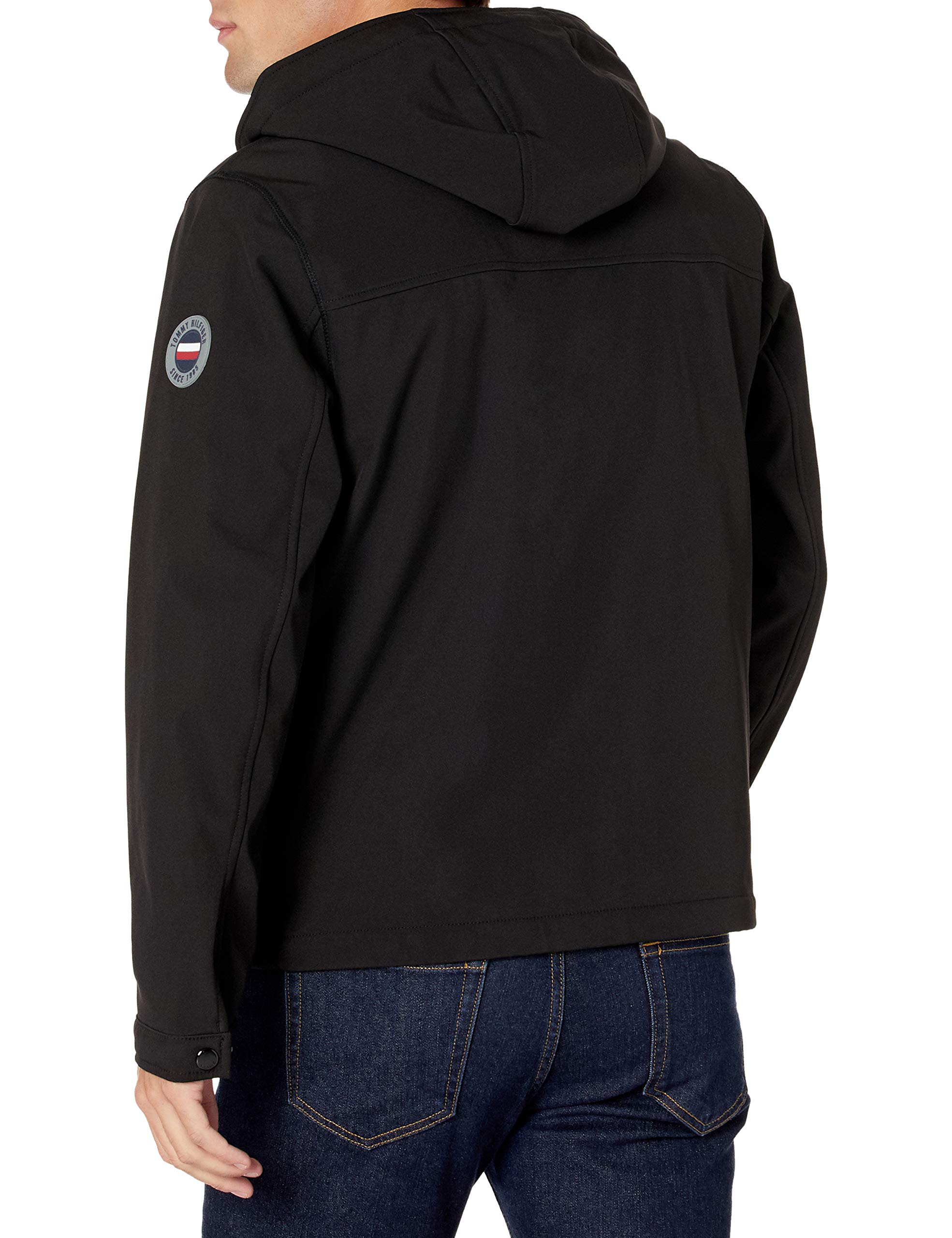 Tommy Hilfiger Men's Lightweight Performance Softshell Hoody Jacket, Black, Medium