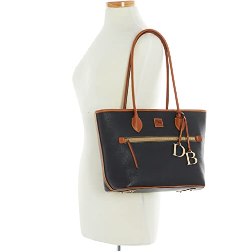 Dooney & Bourke Large Tote Bags for Women, Pebble Grain Leather Tote Bag with Zipper and Long Shoulder Straps - Black