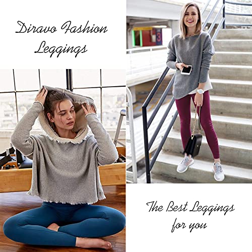 Diravo 7 Pack Womens High Waisted Leggings Soft Athletic Tummy Control Pants for Running Workout Pants