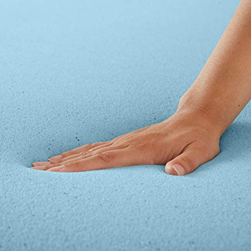Amazon Basics Queen Mattress Topper, Cooling Gel-Infused, CertiPUR-US Certified, 2 Inches, Blue