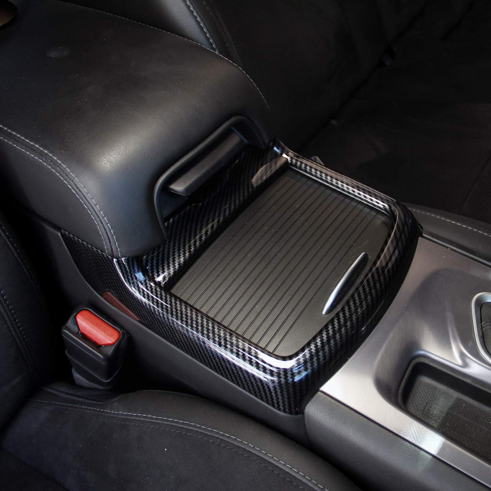 Red Carbon Fiber Cup Holder Cover Trim Decor Sticker for Dodge Charger 2015-2021/ Chrysler 300 2015-2021