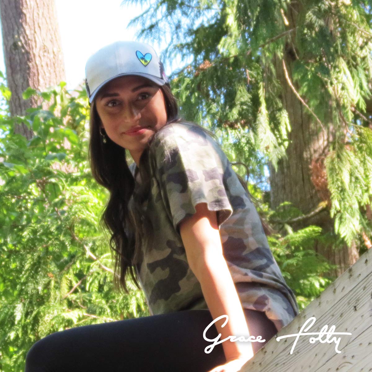 Grace Folly Beach Trucker Hats for Women- Snapback Baseball Cap for Summer (Heart with Floral Print)