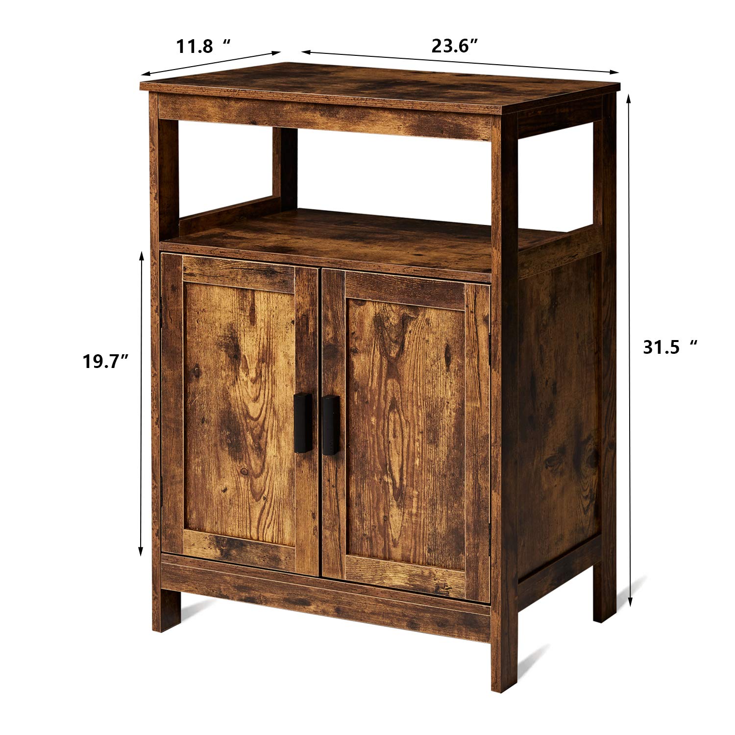 Tianlang Retro Industrial Storage Cabinet, Cupboard with 1 Adjustable Shelf and 2 Doors, Multifunctional Cabinet for Living Room, Kitchen, Enterway, Stable Wood Frame, Retro Brown LJBC002F