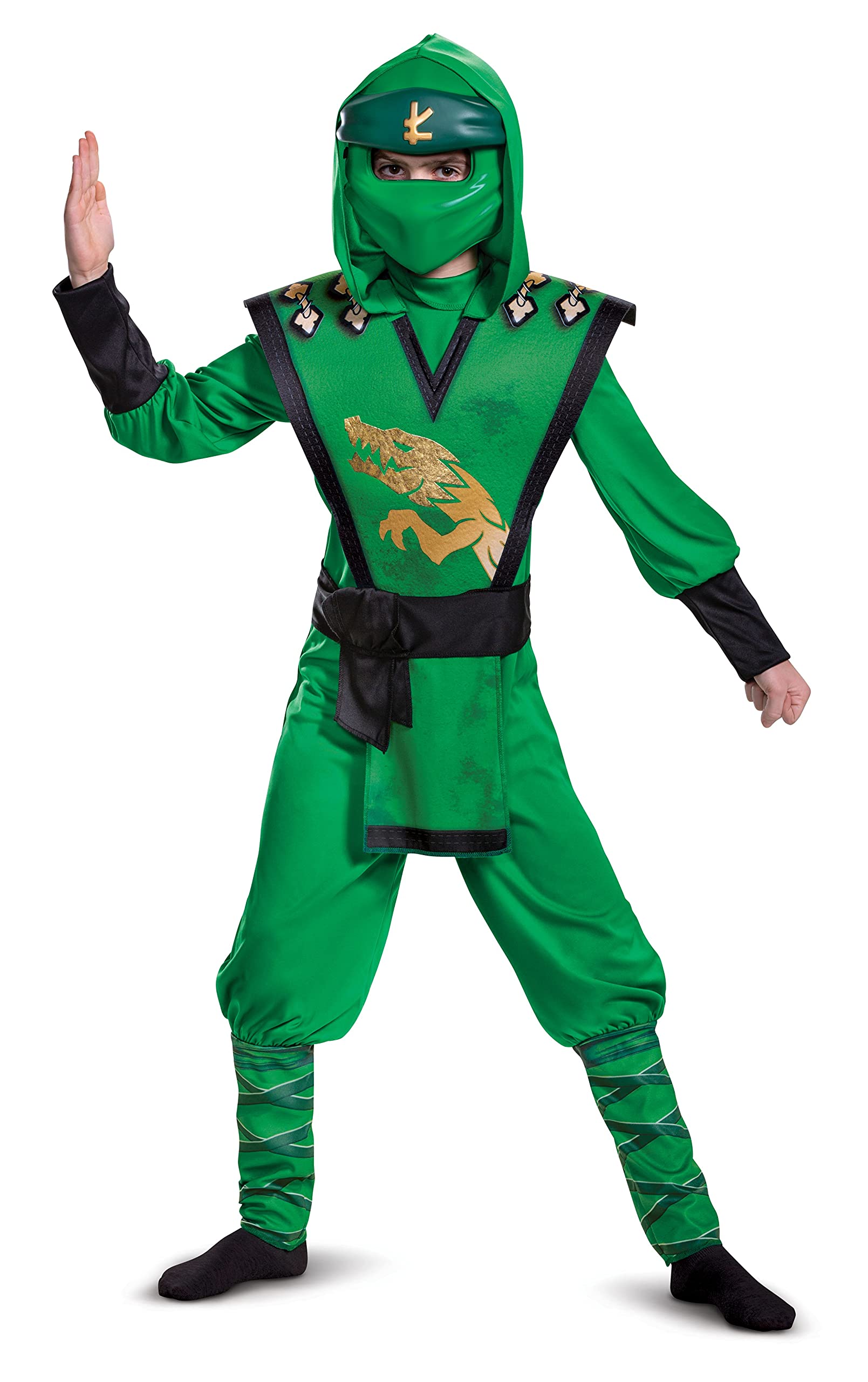 Lloyd Costume for Kids, Deluxe Lego Ninjago Legacy Themed Children's Charcter Jumpsuit, Child Size Large (10-12) , Green & Black