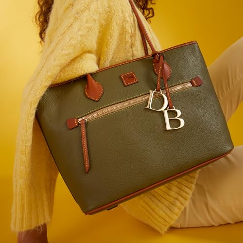 Dooney & Bourke Large Tote Bags for Women, Pebble Grain Leather Tote Bag with Zipper and Long Shoulder Straps - Black
