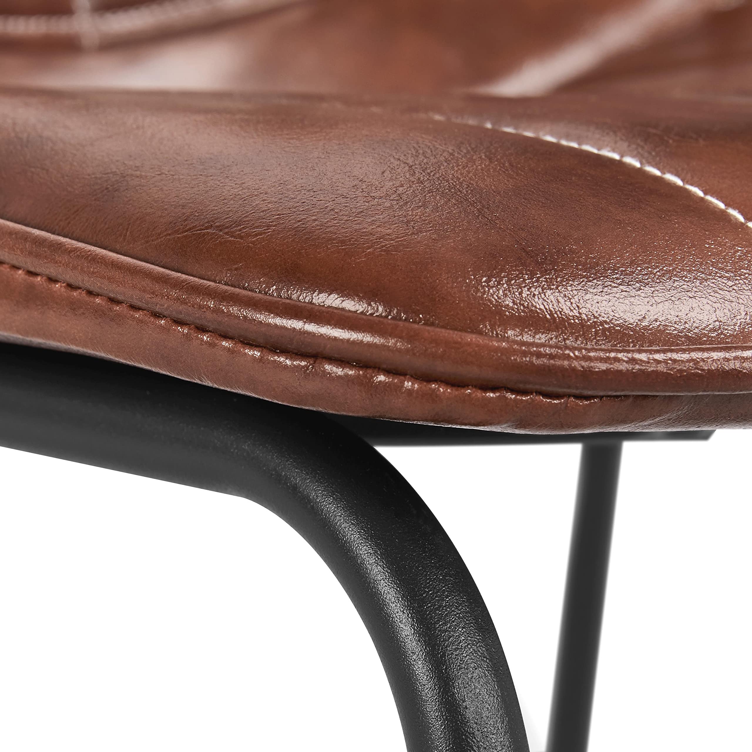 Yaheetech PU Leather Dining Chairs 18" Armless Chairs Indoor Upholstered Kitchen Dining Room Chairs with Metal Legs, Set of 2, Brown