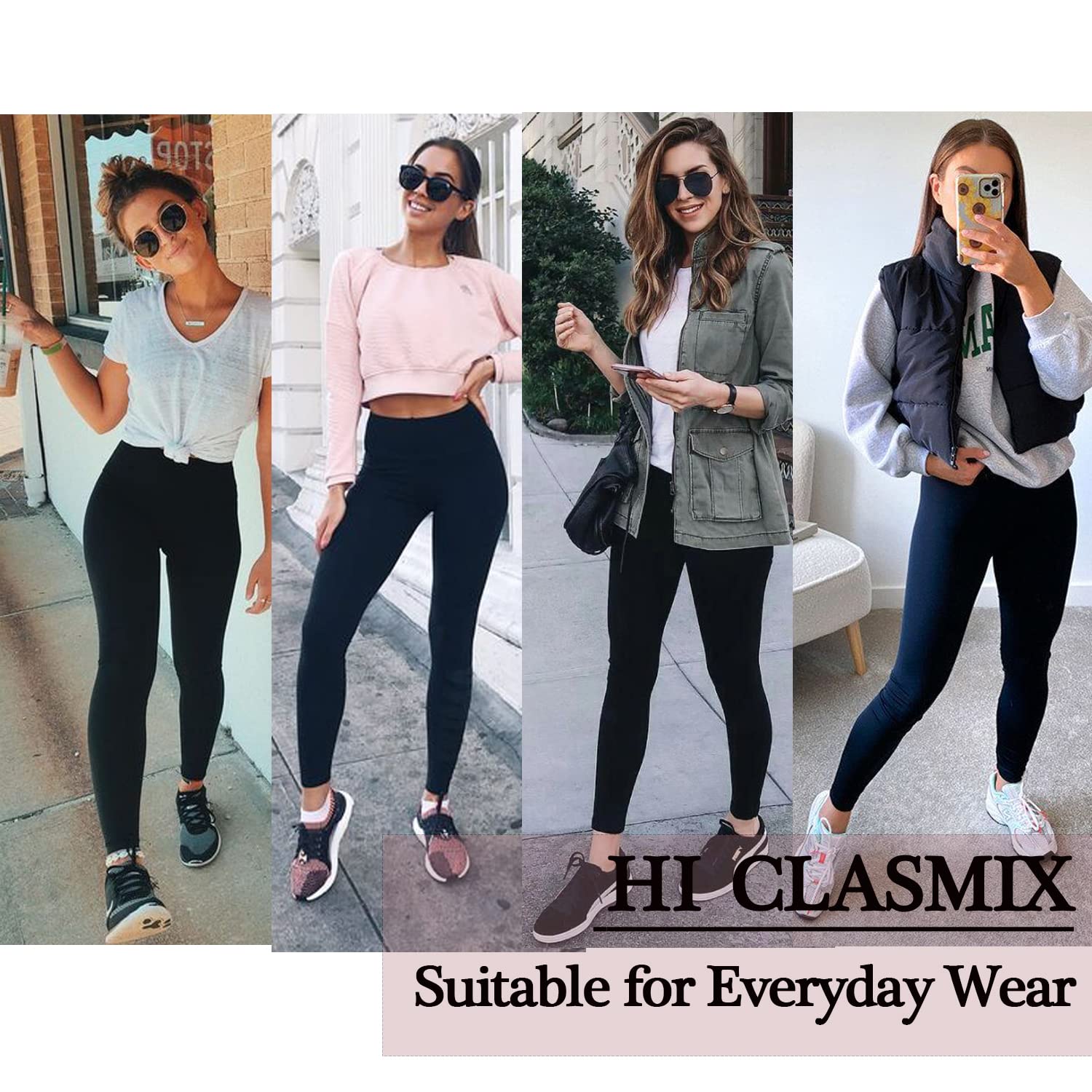 High Waisted Leggings for Women-Womens Black Seamless Workout Leggings Running Tummy Control Yoga Pants(S-M)