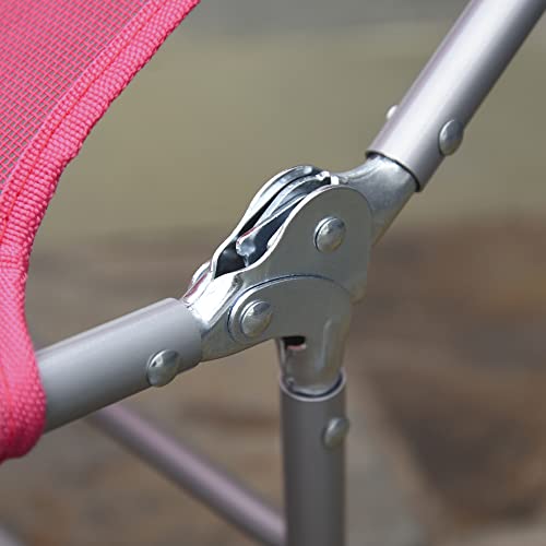 Outsunny Folding Chaise Lounge Chair, Pool Sun Tanning Chair, Outdoor Lounge Chair with Reclining Back, Breathable Mesh Seat, Headrest for Beach, Yard, Patio, Pink