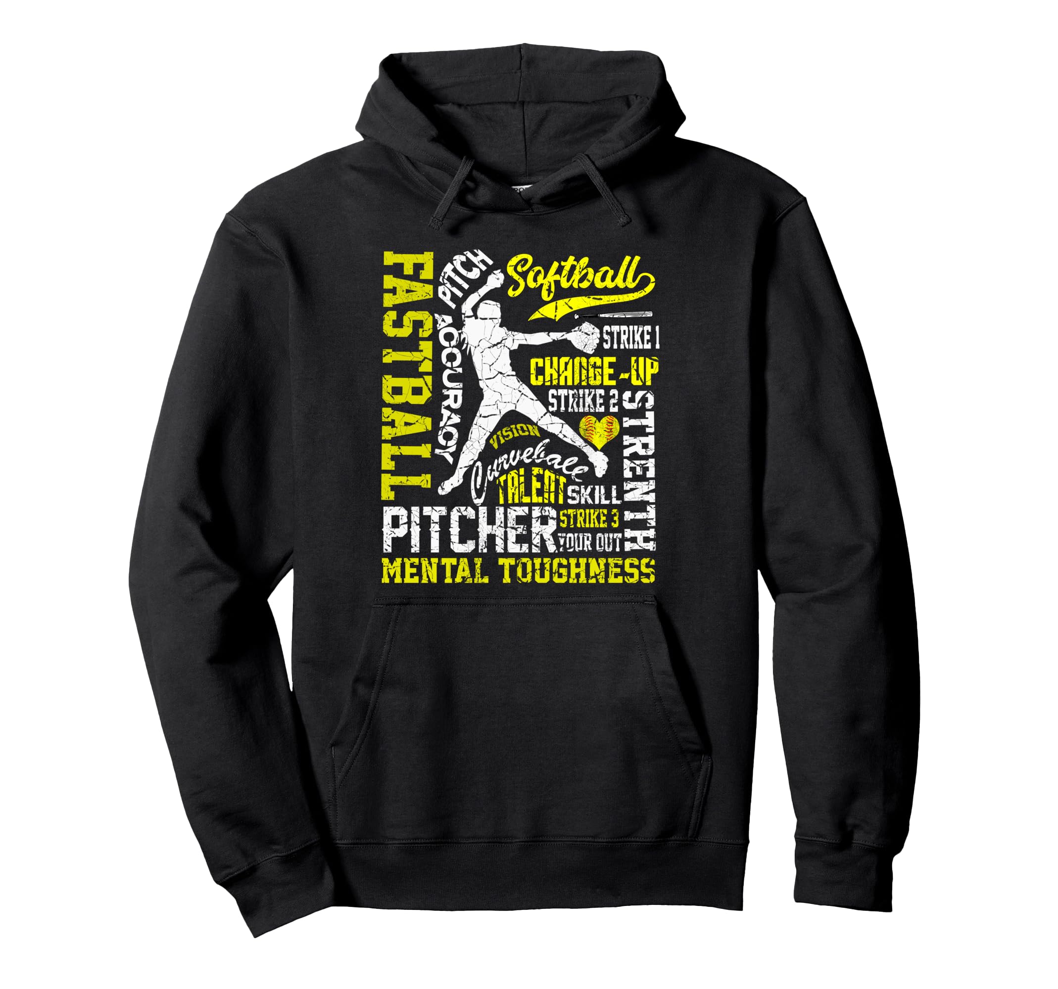 Distressed Look Softball Pitcher Best Traits for Teen Girls Pullover Hoodie
