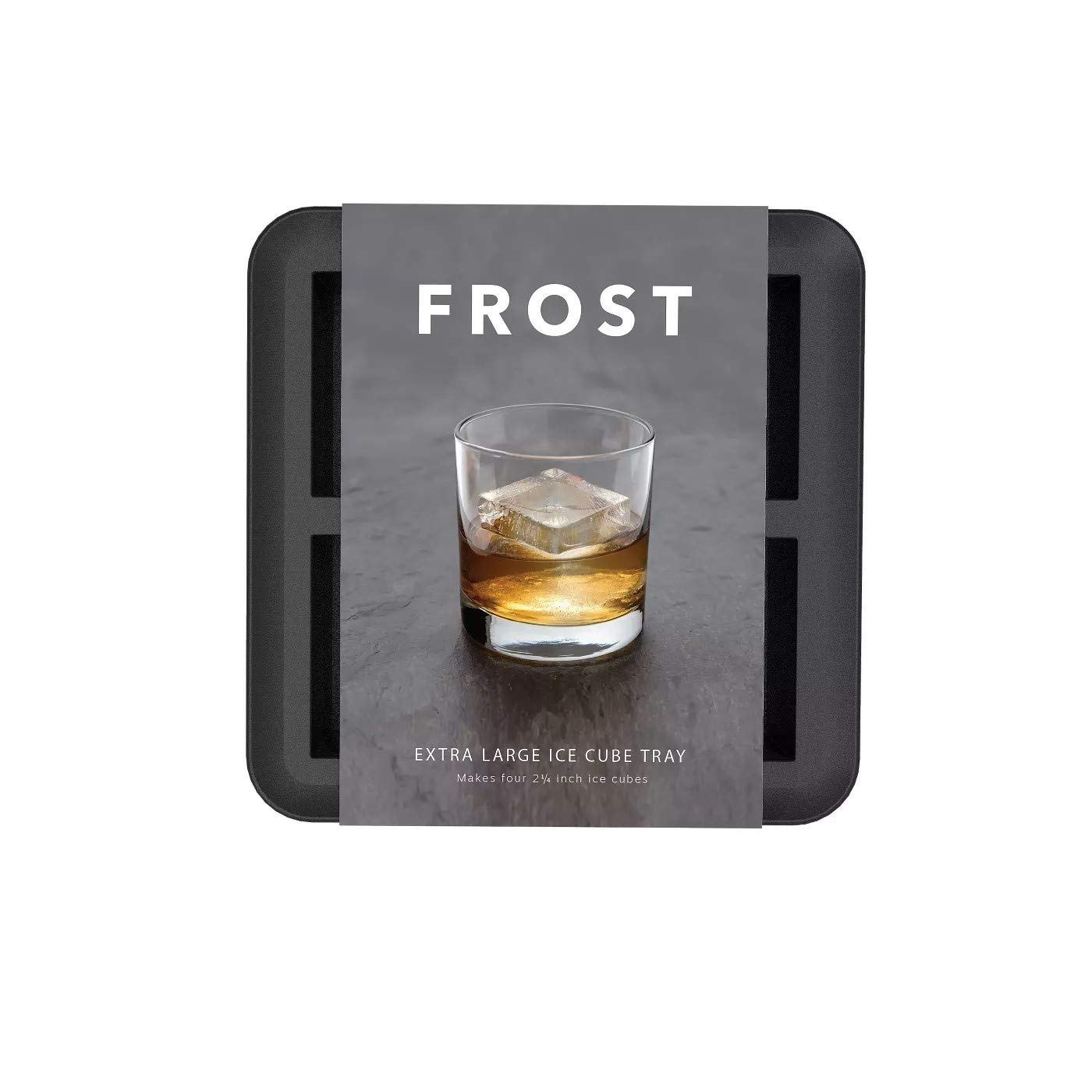 FROST Silicone Extra Large Cube Ice Tray w/Protective Lid | Charcoal | Easy to Remove Ice Cubes | Food Grade Premium Silicone | Dishwasher Safe, BPA Free