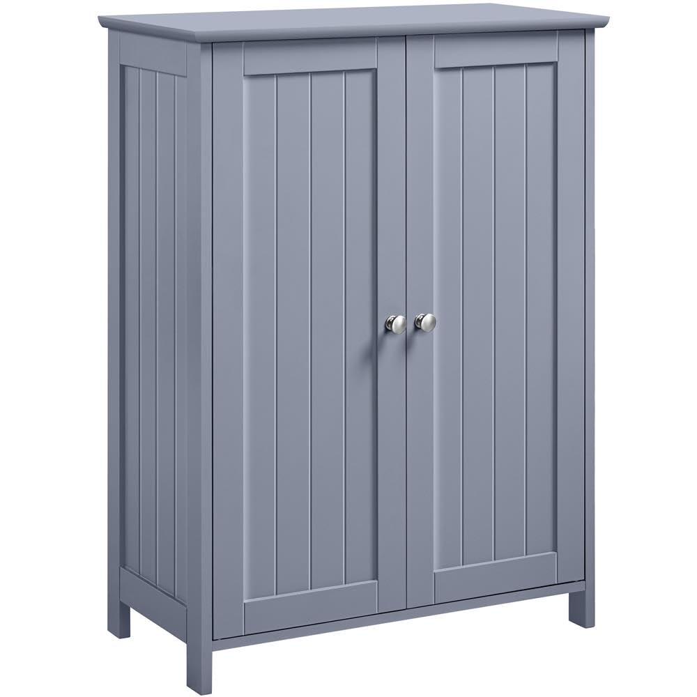 Topeakmart Bathroom Floor Cabinet Double Doors Free-Standing Storage Cabinet with Adjustable Shelves, Anti-toppling Design, Espresso